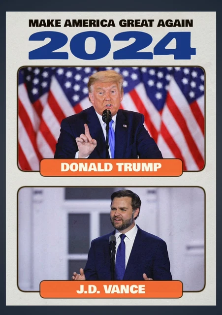 DONALD TRUMP AND J.D. VANCE 2024 Presidential Election Custom Card Rare ...