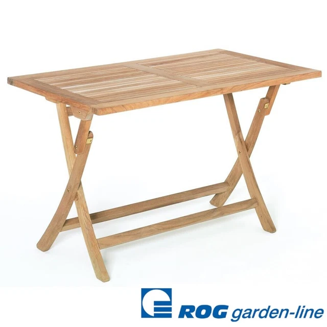 TABLE ROGGEMANN TECK 120x75 CM TABLE PLIANTE TABLE DE JARDIN TABLE ...