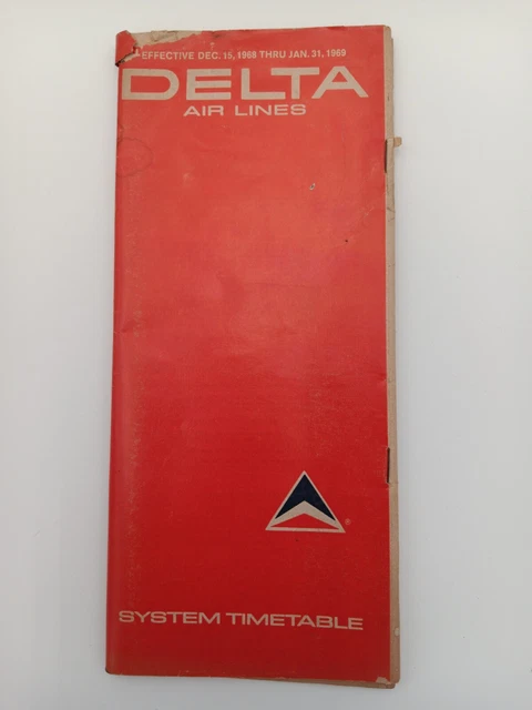 DELTA AIRLINES SYSTEM TIMETABLE BROCHURE SCHEDULE BOOKLET 1968/1969 ...