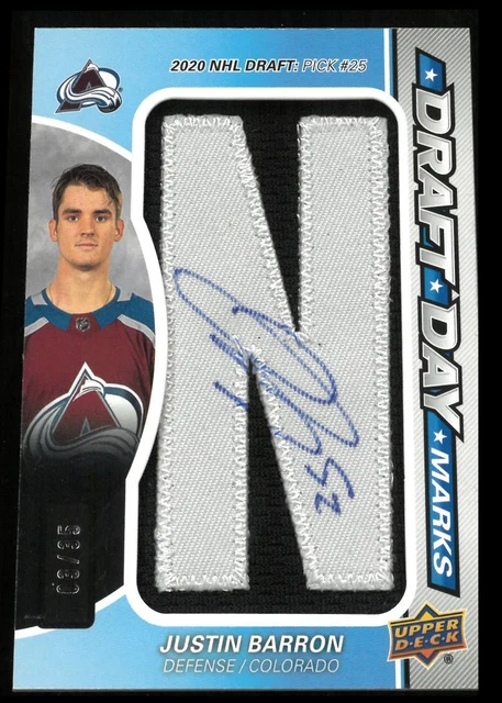 2023-24 UPPER DECK Draft Day Marks Autograph Justin Barron - Letter "N ...