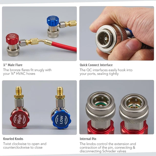 A/C AC COMPRESSOR R-134A Manual Quick Coupler Adapter 1/4" Male Port ...