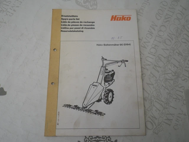 ERSATZTEILLISTE HAKO-BALKENMÄHER 90 (5164) Original Hako Hausdruckerei EUR 19,90 - PicClick DE