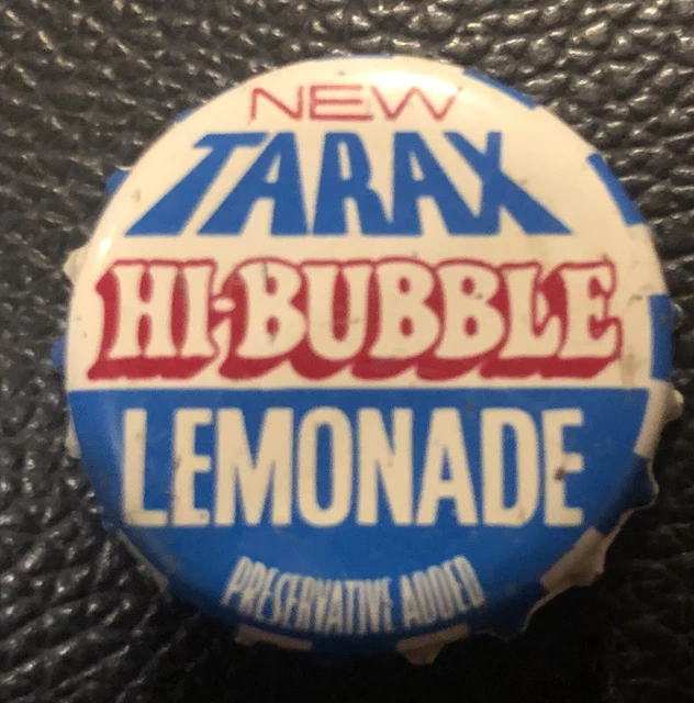AN ORIGINAL, VINTAGE New Tarax Hi-Bubble Lemonade Bottle Cap- Used $10. ...