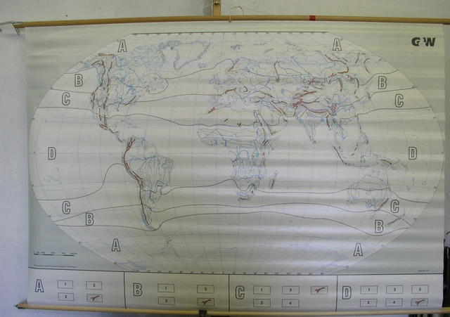SCHOOL WALL MAP Beautiful Old Climate Map World Map 158x107 Vintage ...