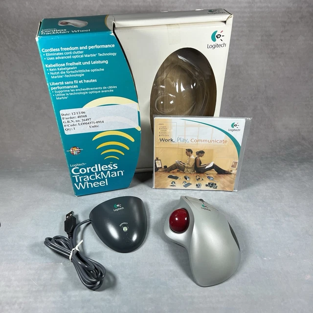 LOGITECH CORDLESS TRACKMAN Wheel Mouse - Trackerball Wireless USB T ...