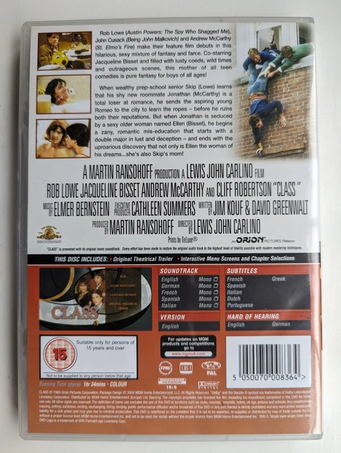 CLASS (DVD, 2004) Rob Lowe, Jacqueline Bisset, Andrew McCarthy, Cliff ...