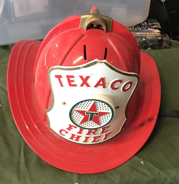 VINTAGE 1960S TEXACO Fire Chief Plastic Toy Fireman Helmet Hat(w1) £56. ...