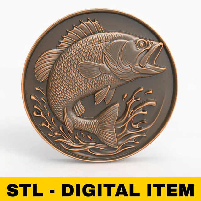 BASS FISH JUMPING STL File 3D Model for CNC Laser Engraving 3D Printing ...