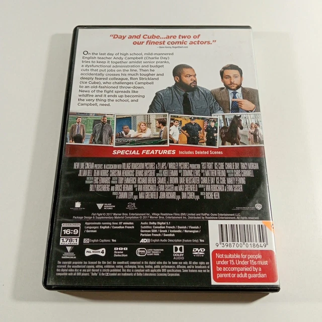 FIST FIGHT DVD Region 4 PAL Ex Rental Movie Ice Cube Charlie Day Tracy ...