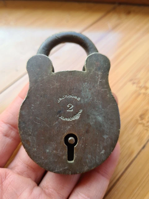 VINTAGE HEAVY BRASS JACKSONS LAUNCESTON PADLOCK Lock NO KEY $40.00 ...