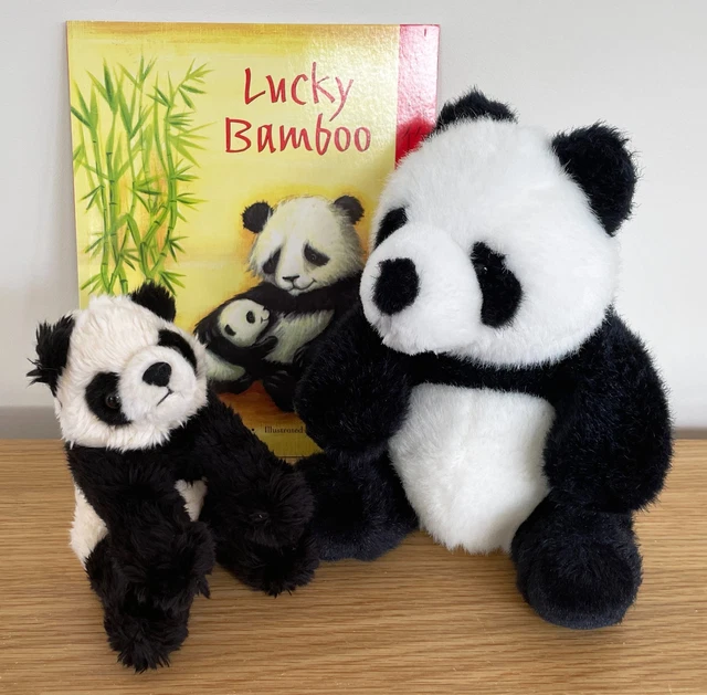 2 X PANDAS SOFT TOYS + 'LUCKY BAMBOO' NEW STORY BOOK - TEACHING ...