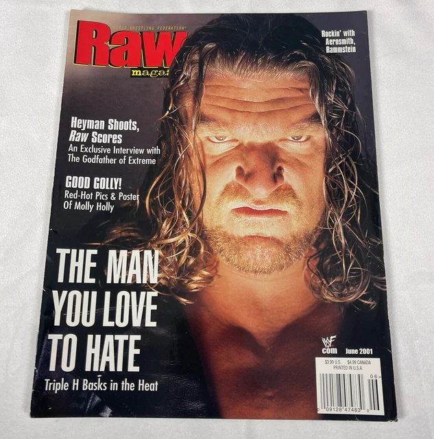 WWF RAW MAGAZINE June 2001 TRIPLE H HHH Cover W/ MOLLY HOLLY Poster WWE ...