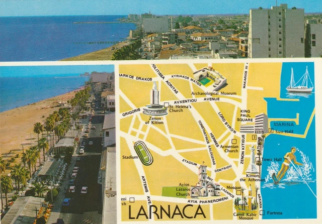 AK MAP, LANDKARTE, Stadtplan, Citymap **LARNACA - ZYPERN** EUR 1,00 ...