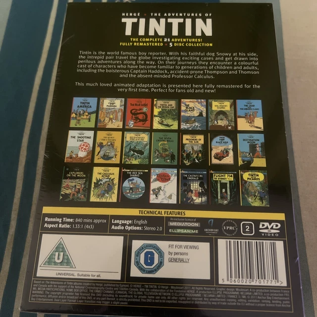 THE ADVENTURES OF Tintin- Complete Collection -Dvd- Region 2-New/Sealed ...