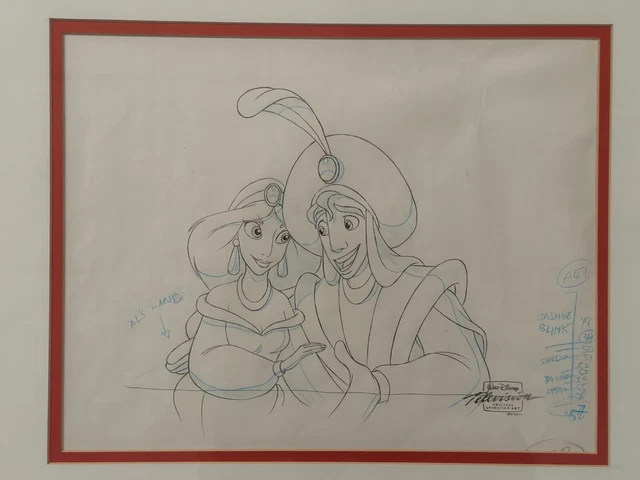 DISNEY RETURN OF Jafar Jasmine & Aladdin TV Production Cel & Original ...