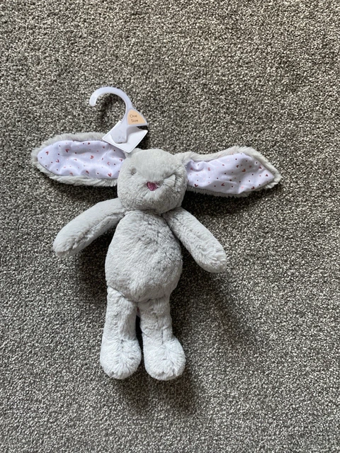 TESCO FRED AND Flo Bunny Rabbit Soft Toy Grey Pink Heart Ears F+F £15. ...