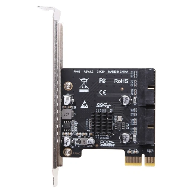 PCI-E TO USB Adapter 19/20Pin Header Expansion Card PCI E 1X to USB Add ...