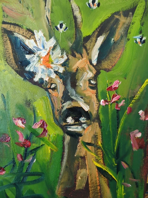 ÖLGEMÄLDE TIER ÖLBILD Bilder Modern Art Kunst Unikat Wandbild Tierbild Reh EUR 1,00 - PicClick DE