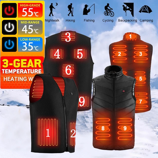 USB MEN ELECTRIC Heated Vest Jacket Warm Up Heating Pad Cloth Body ...