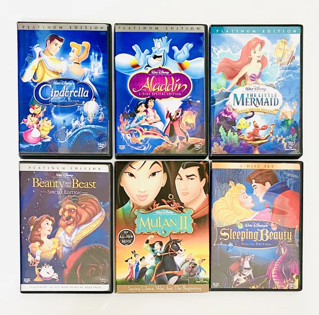 DISNEY PRINCESS DVD’S - Aladdin Cinderella Sleeping Beauty & the Beast ...