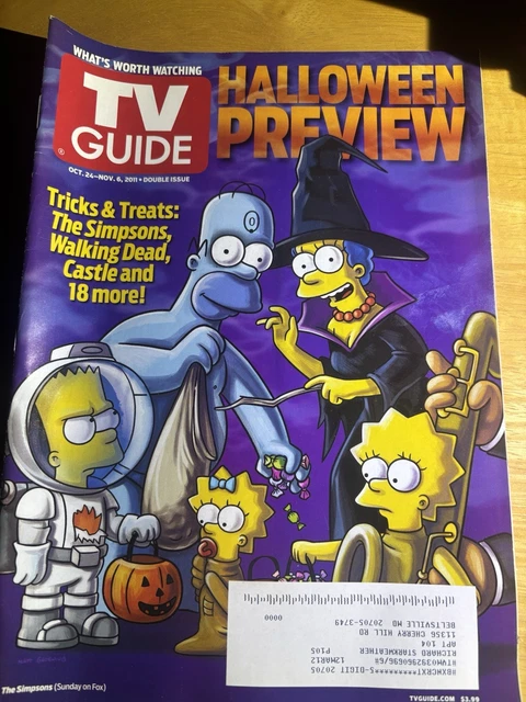 TV GUIDE OCT 24- Nov 6, 2011 The Simpsons - Halloween Special - Homer ...
