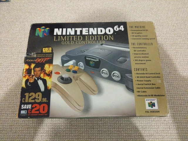 NINTENDO 64 CONSOLE Limited Edition Gold Controller And Goldeneye 007 ...