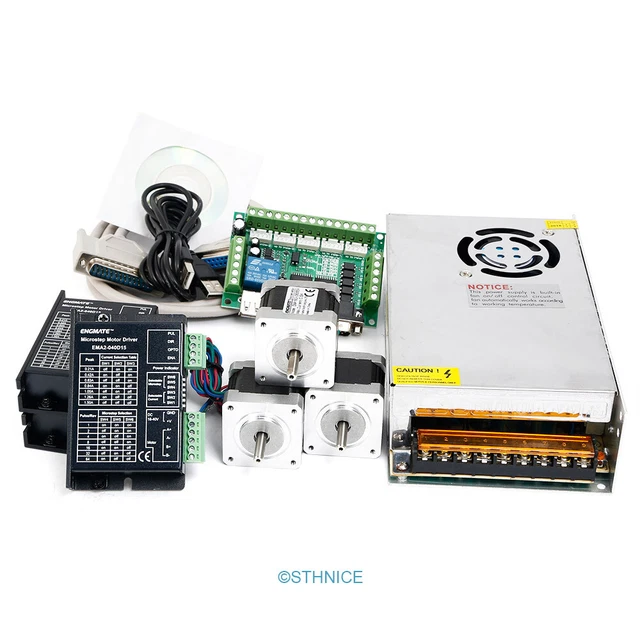 CNC ROUTER KIT 3 Axis ENGMATE Motor Driver 40oz-in Nema16 Stepper Motor ...