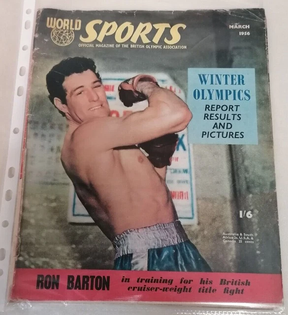 MAGAZINE - WORLD Sports Magazine March 1956 Boxer Ron Barton Winter Olympics £3.25 - PicClick UK