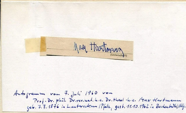 MAX HARTMANN AUTOGRAPH zoologist and natural philosopher $14.49 - PicClick