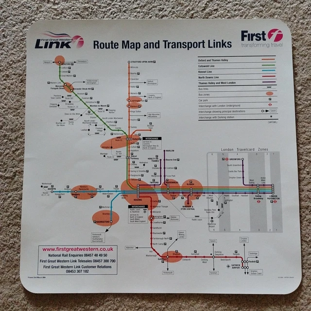 FIRST TRAVEL GREAT Western Link Route Map 2004 Transport Links £20.00 ...