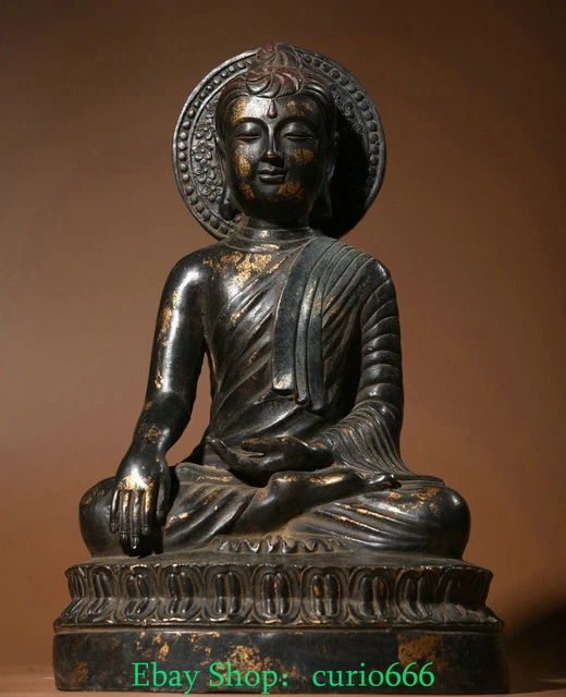 13.7'' OLD TIBET Purple Bronze Gold Shakyamuni Sakyamuni Amitabha Buddha Statue £314.21 ...