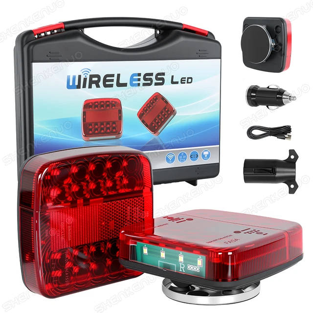 12V MAGNETIC TOWING Tow Light Trailer RV Tow Dolly Tail Towed White/Red ...