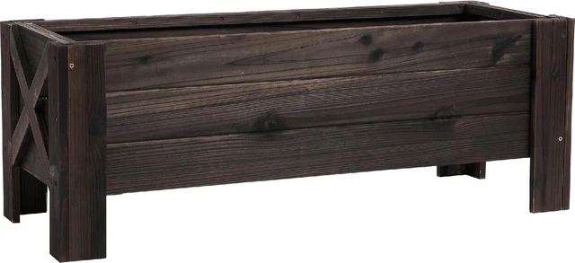 FIORIERA PER ESTERNI in Legno Rialzato 100x36.5x36 Legno Carbonizzato ...