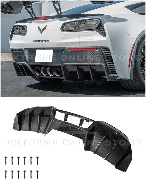FOR 14-19 CORVETTE C7 GM Factory CARBON FIBER Rear Lower Bumper Finned ...