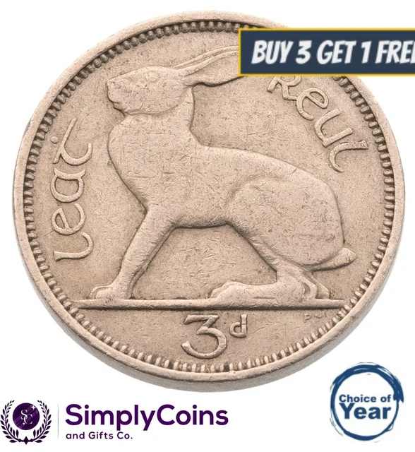 IRISH IRELAND EIRE THREEPENCE 3d COIN - 1928 - 1969 - CHOICE OF YEAR ...