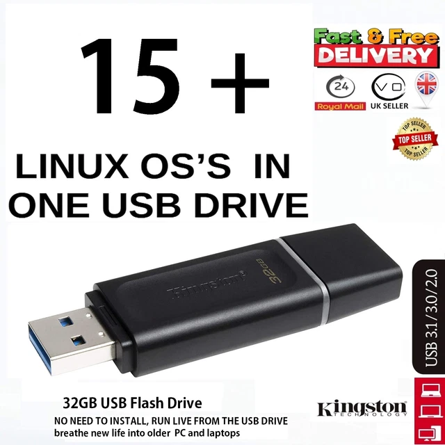 15+ LINUX OS in 64GB USB Drive, Live RUN OR INSTALL Ubuntu Mint Kali ...
