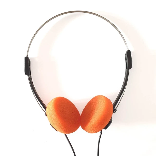 CASQUE AUDIO WALKMAN coussinets orange, vintage des années 80 ancien ...