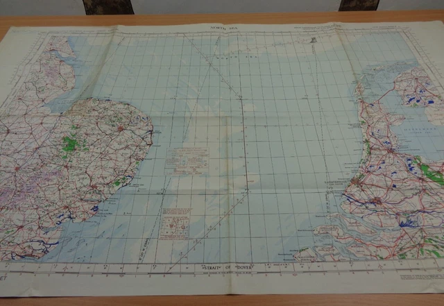 WW2 (1945) RAF "WAR" map entitled "NORTH SEA" (COASTAL & BOMBER COMMAND ...