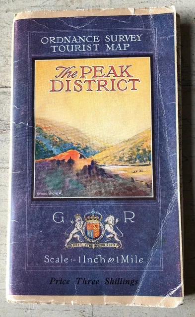 THE PEAK DISTRICT, vintage tourist map, colour, linen backed paper EUR ...