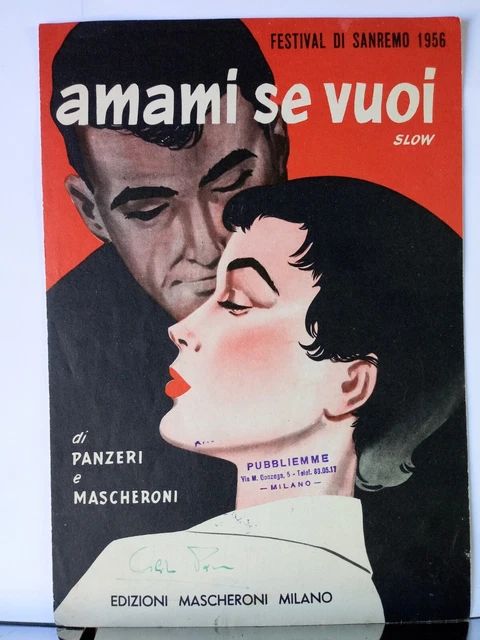 Amami Se Vuoi Spartito Canto Mandolino Fisarmonica Di Panzeri Mascheroni Vintage Eur 699