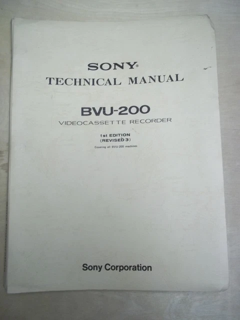 MANUEL TECHNIQUE/ENTRETIEN/UTILISATION SONY ~ magnétoscope magnétoscope BVU-200 EUR 34,87 ...