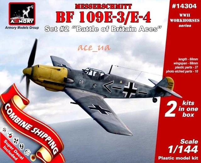 MESSERSCHMITT BF 109E-3 / E-4 Battle of Britain Aces, 2 Bausätze 1/144 ...
