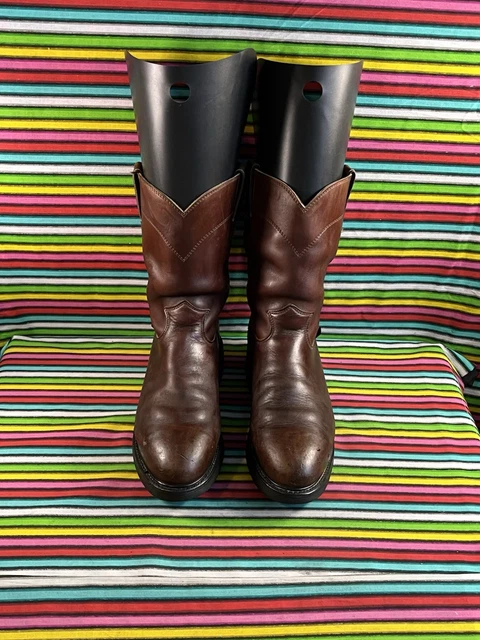 VINTAGE MEN’S JUSTIN Boots Cowboy Western Brown Leather Biker Boots ...