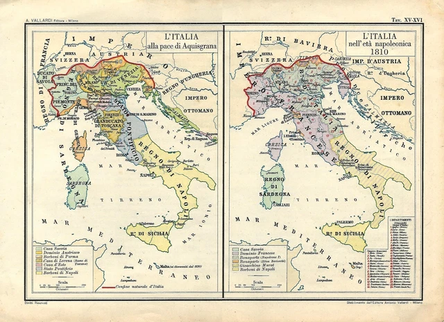 ANTIQUE MAP ITALY 1748 & 1810 Napoleon 1945 Old Antique map £11.45 ...