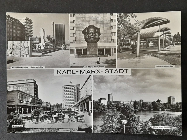 DDR S/W AK Karl-Marx-Stadt - Karl-Marx-Allee, -Monument, Omnibusbahnhof ...