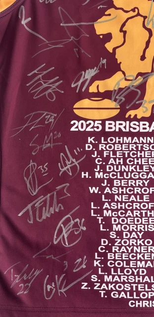 BRISBANE LIONS FULLY Signed 2025 Home Jersey (Ashcroft,Neale,Cameron ...