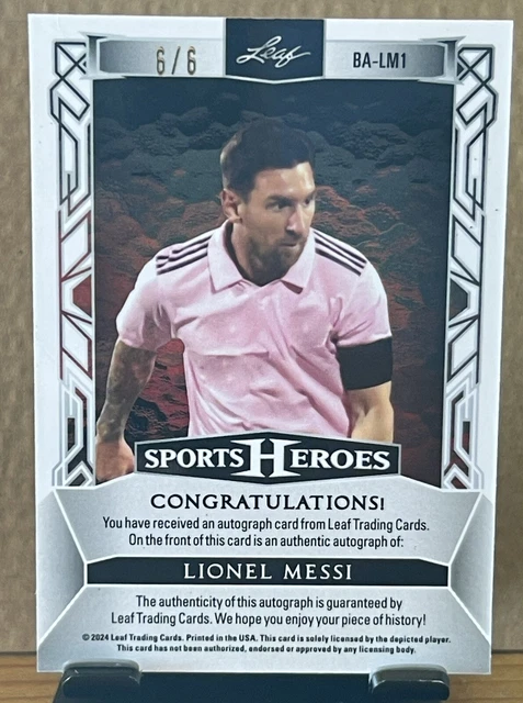 RARE LIONEL MESSI autograph card 2024 Leaf Sports Heroes SSP #6/6 EUR ...