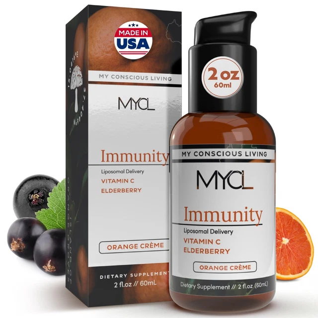 MYCL LIPOSOMAL VITAMIN C Liquid with Elderberry Zinc and Vitamin D - 30 ...