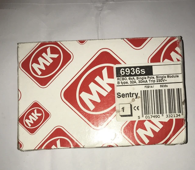 MK 32A 30MA type B RCBO, MCB/RCD circuit breaker, 6936s A type RCBO £25 ...
