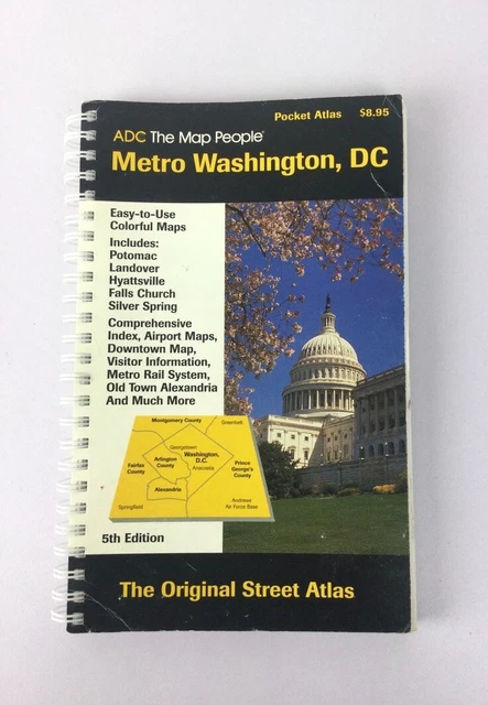 ADC MAP POCKET Street Atlas Metro Spiral Bnd Washington DC VA MD 5th Ed ...